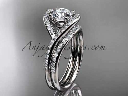 White Gold Unique Engagement Ring Set for Women ADLR383S