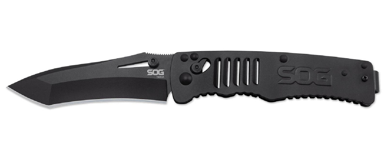 NEW SOG Targa Black Folding Knife VG-10 Quasi-Tanto Blade Arc Lock ...