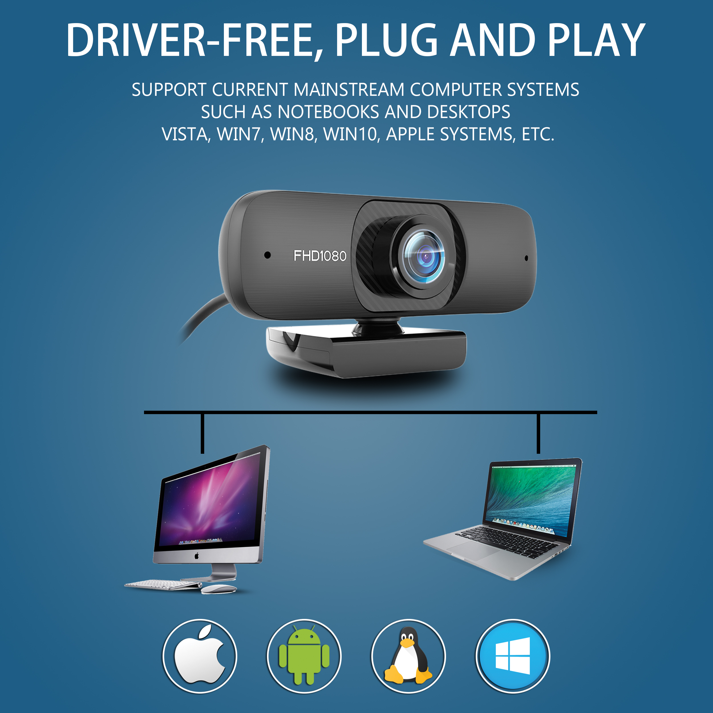 ZOpid USB Computer Webcam with Microphone 1080P FHD Wide Angle Glass ...