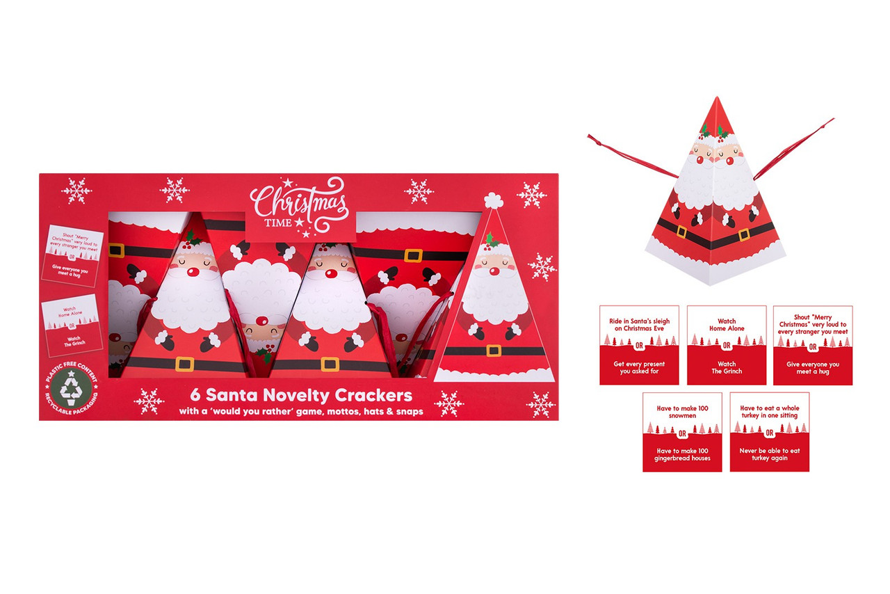 Festive 6 Santa Novelty Christmas Crackers