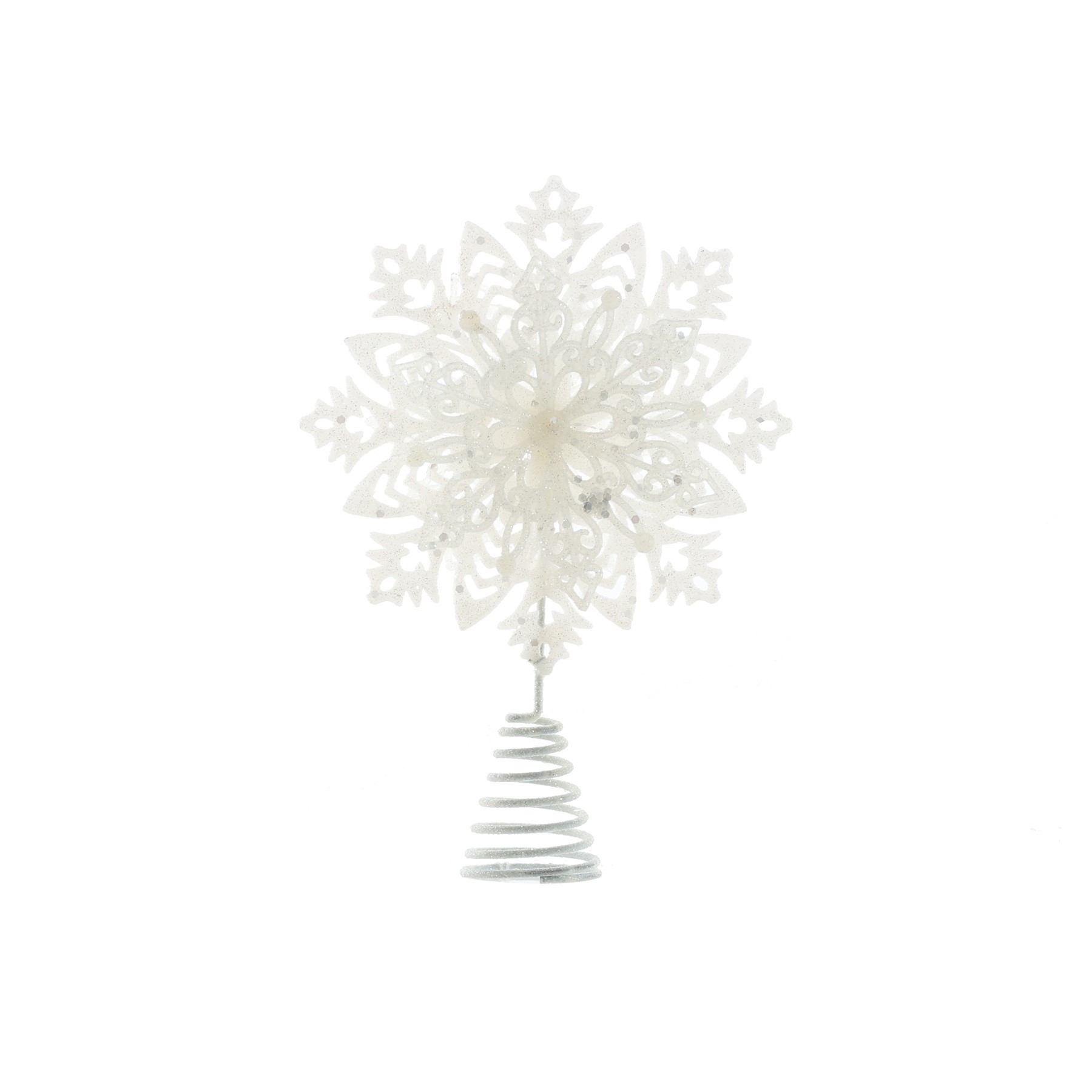 Glitter Snowflake Tree Topper - White - 23cm
