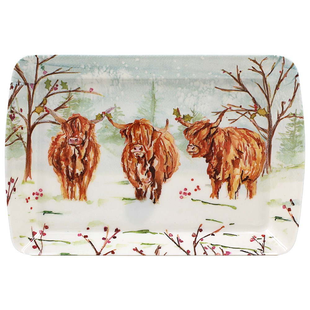 Charming Small Highland Cow Tray for Rustic Decor
