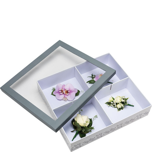 Clear Divided Corsage Box for Floral Arrangements