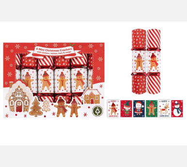 Festive 6 Inch Mini Gingerbread Crackers - Pack of 6