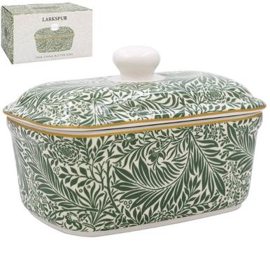 Elegant Larkspur Ceramic Butter Dish with Lid