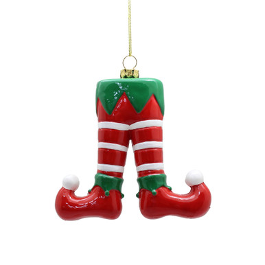 Striped Stocking Elf Legs Hanging Ornament (11cm)