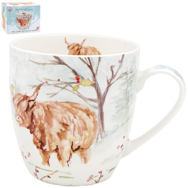 Ceramic Highland Cow Breakfast Mug
