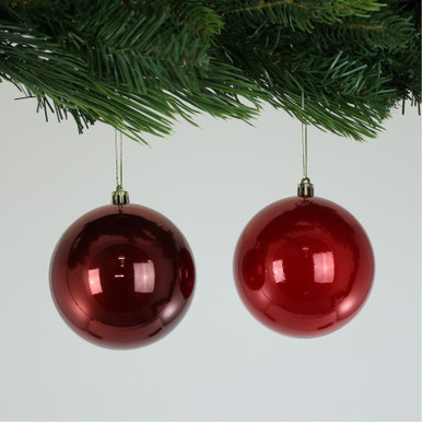Pearlised Red Christmas Baubles (10cm, 4 Pieces) for Festive DÃ©cor