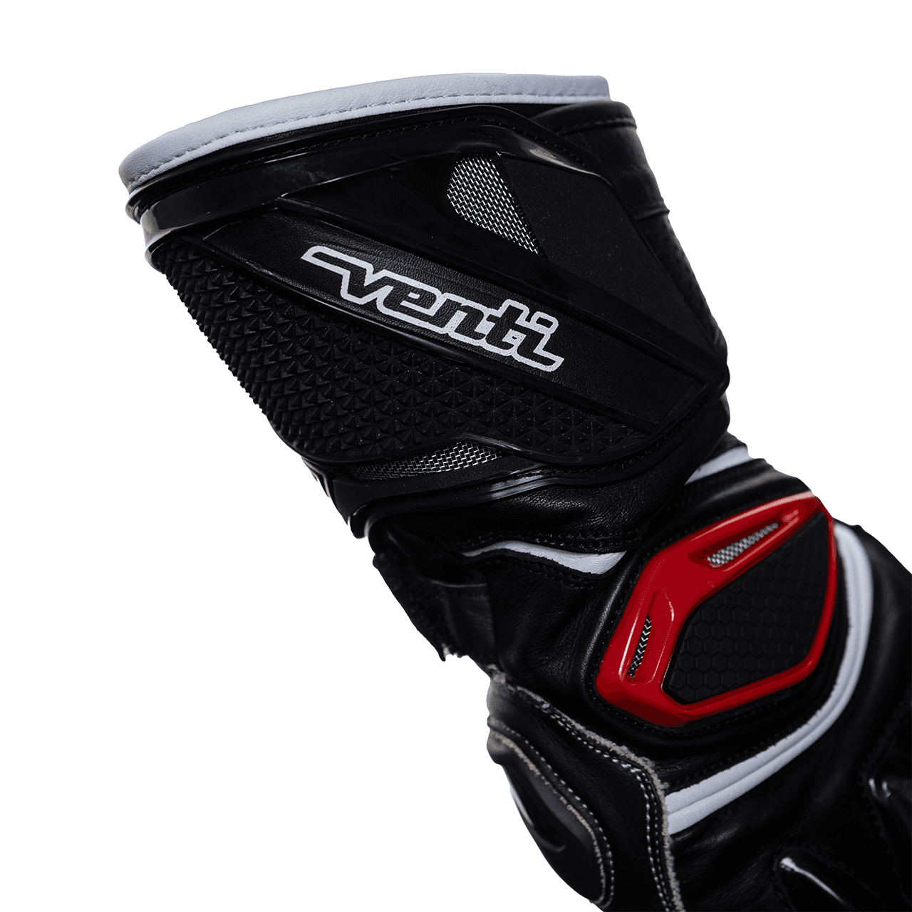 Mens Motorcycle Glove | VENTI V-RACE PRO BLACK/WHITE/RED | Webbs