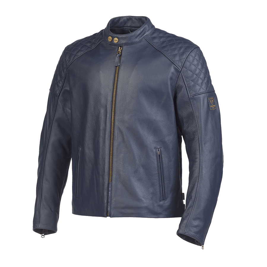 Triumph | BRADDAN LEATHER MOTORCYCLE JACKET BLUE | Webbs