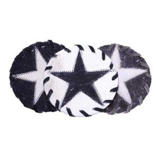 Cowhide Leather Texas Map Coasters With Lacing