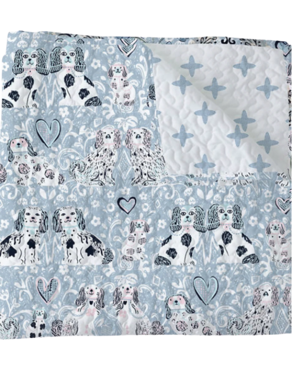 Foo Dogs Light Blue Baby Blanket