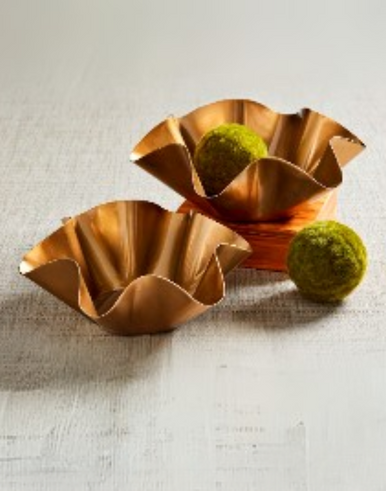 Brass Nested Ruffle Bowl