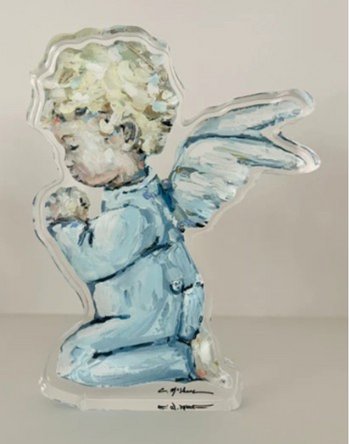 Tiny Wings Praying Angel Acrylic Cutout--Blue