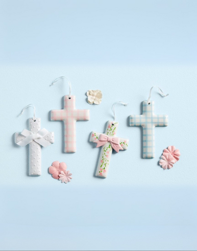 Pastel Blue and Pink Ceramic Crosses