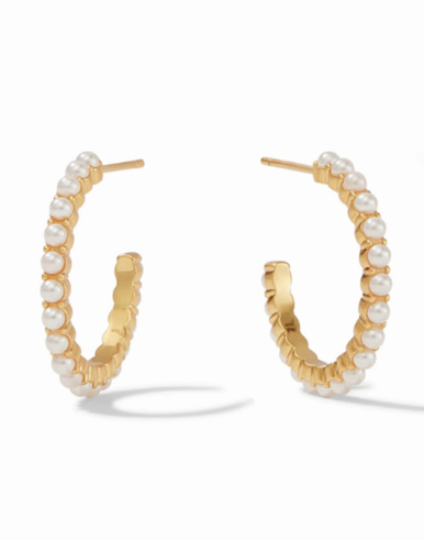 Julie Vos Juliet Hoop Gold Swarovski Pearl Earrings - Small