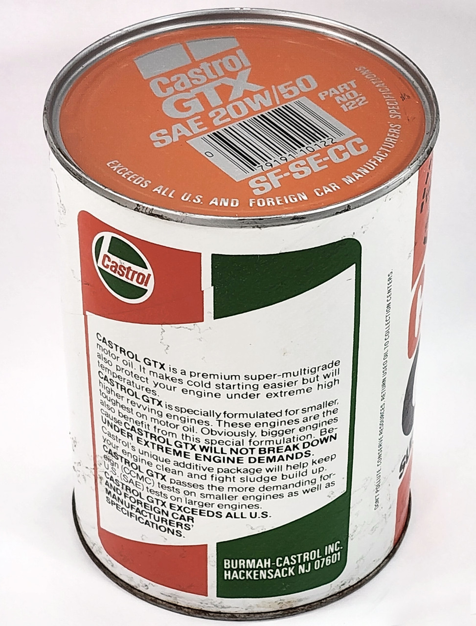Vintage NOS Castrol GTX Super Multi-Grade 20W-50 Motor Oil Can 1 Quart ...