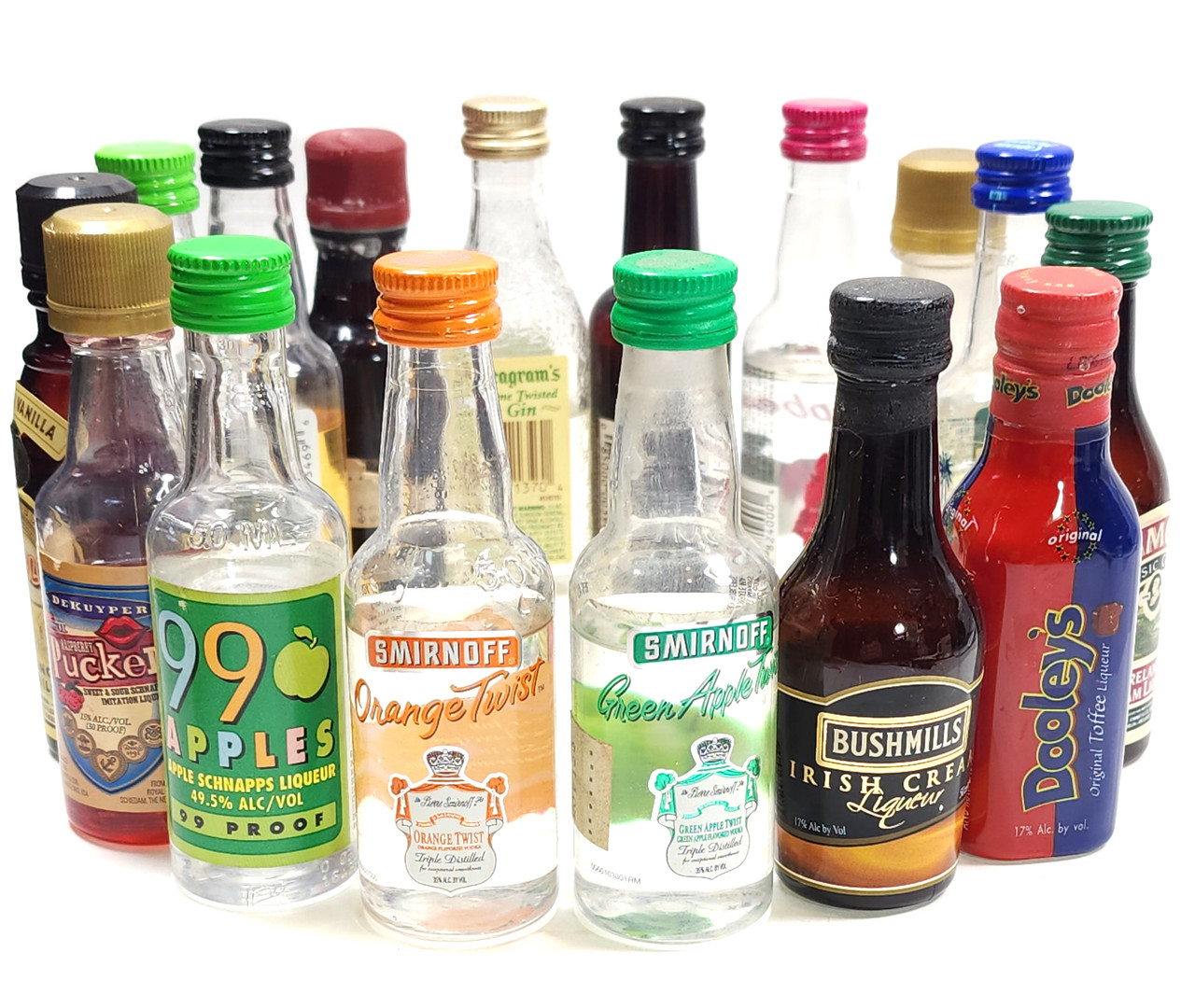 Lot of 16 Still Sealed Liquor Mini Bottles Plastic Miniature Nips Black ...