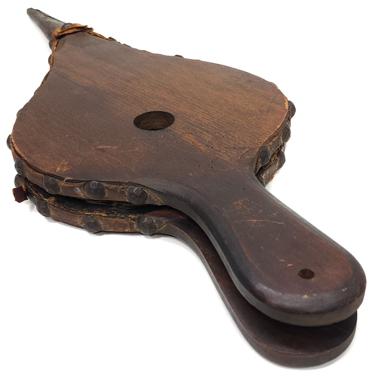 Shabby Primitive Antique Wood and Leather Fireplace Bellows Fire Blower ...