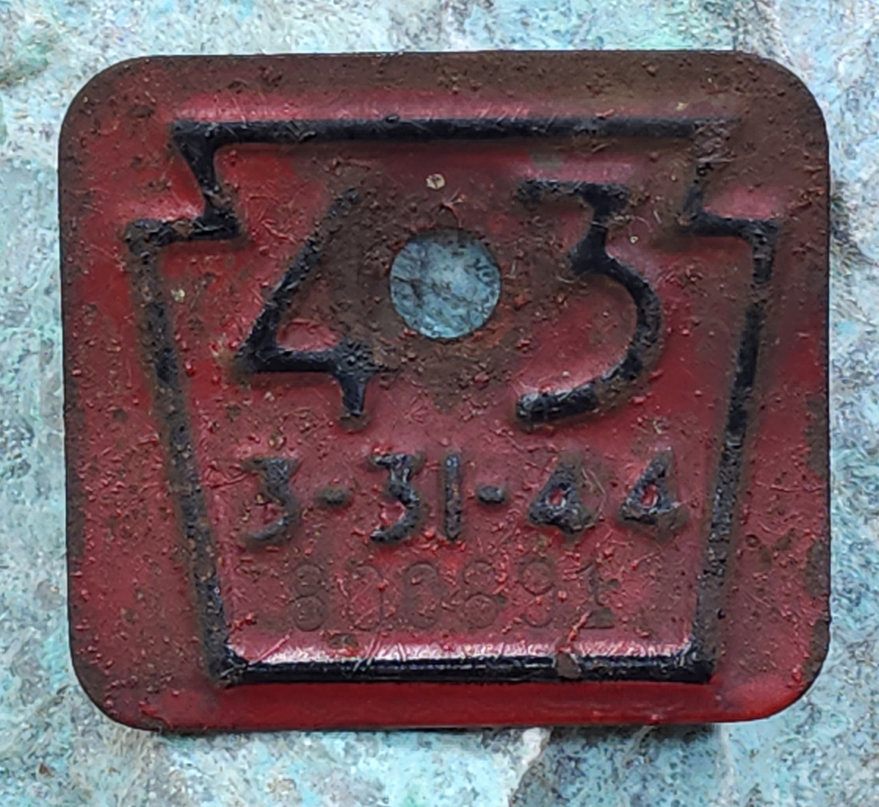1943 Metal Pennsylvania WW2 Era License Plate Registration Tag Keystone ...