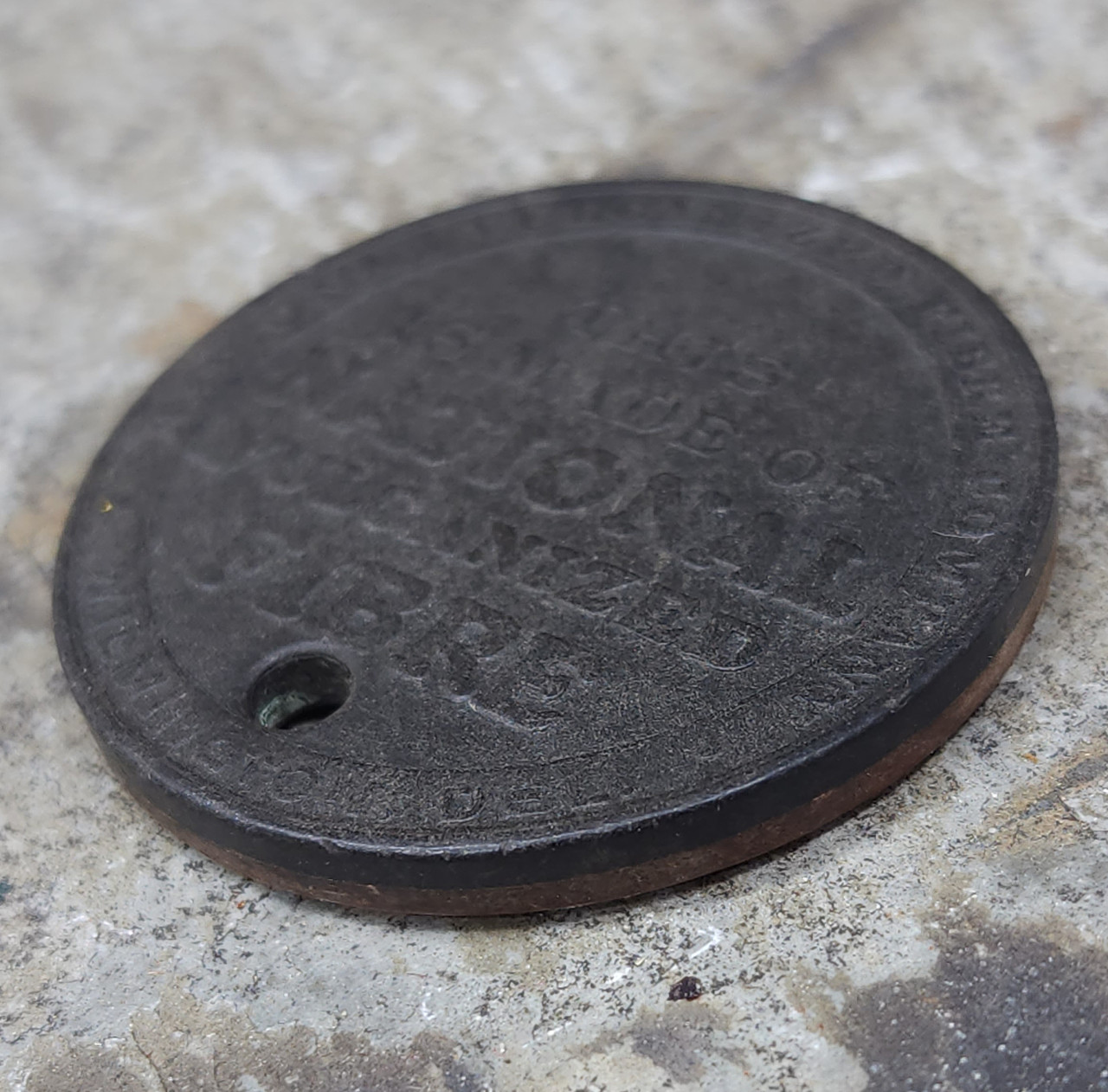 Antique National Vulcanized Fibre Travel Trunk Round Tag Token w ...