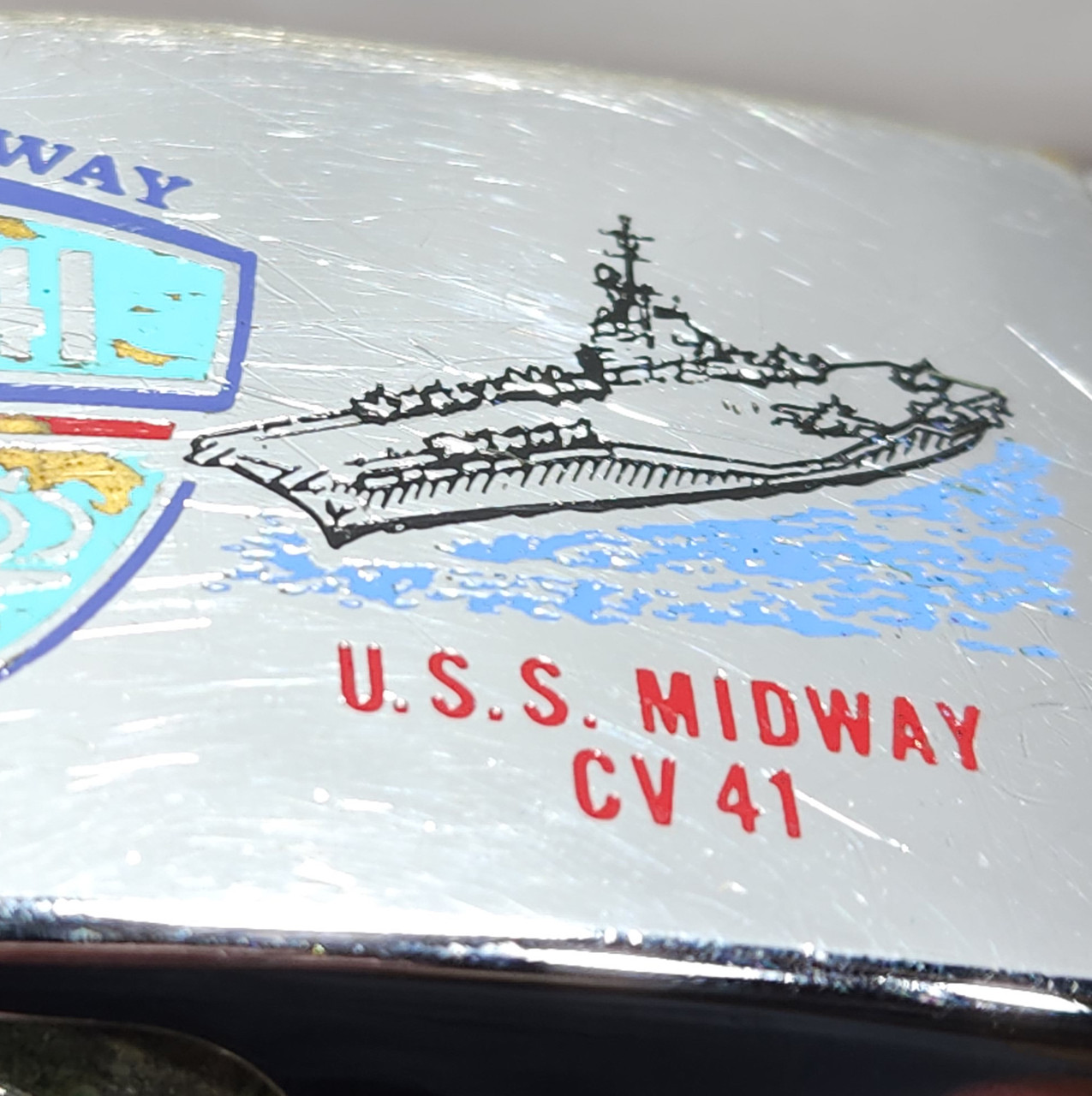 Vintage Zippo USS Midway CV-41 Enameled Aircraft Carrier Navy Ship Belt ...