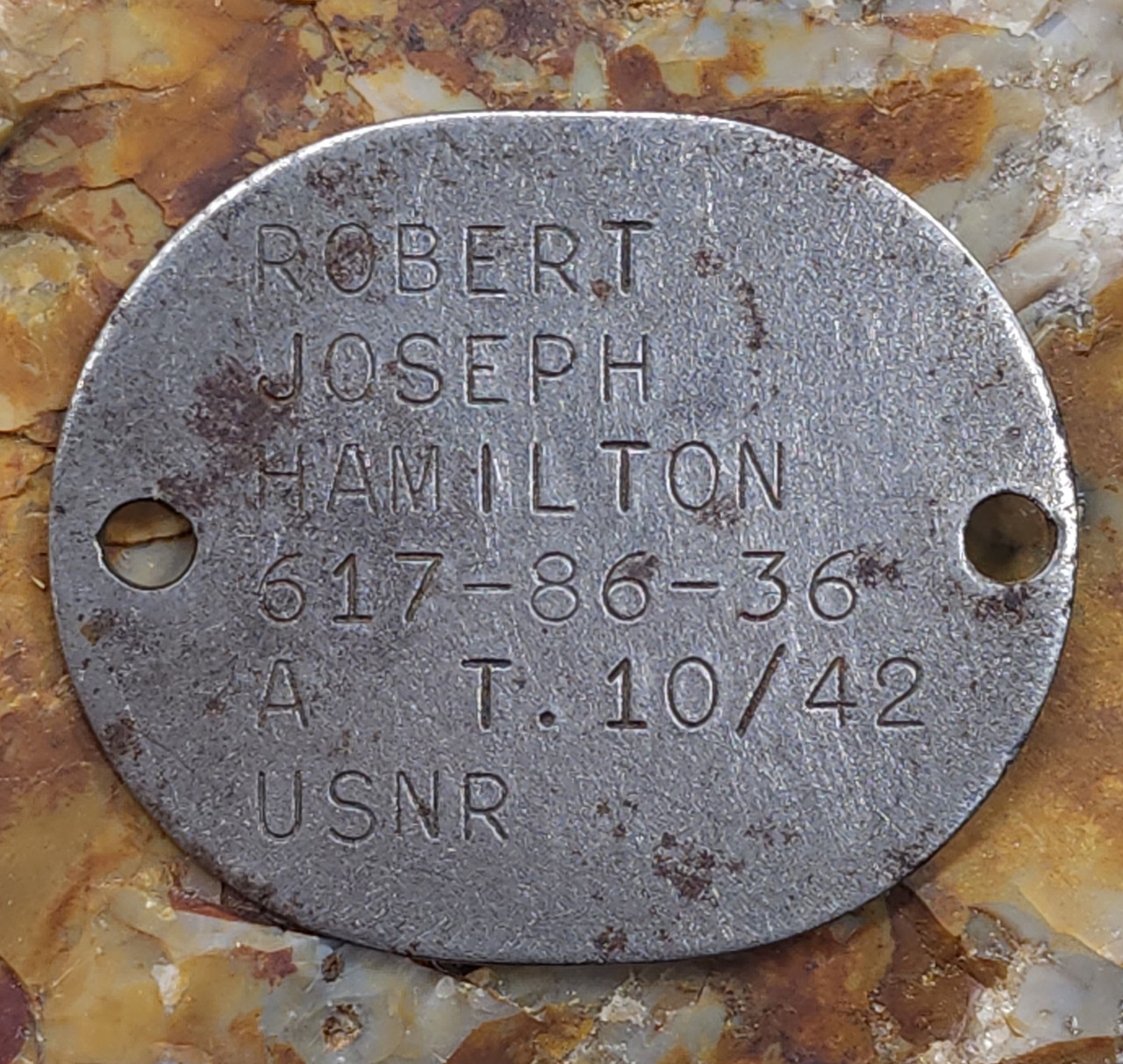 1942 World War II Era USNR Navy Reserves Soldier Dog Tag Robert Joseph ...