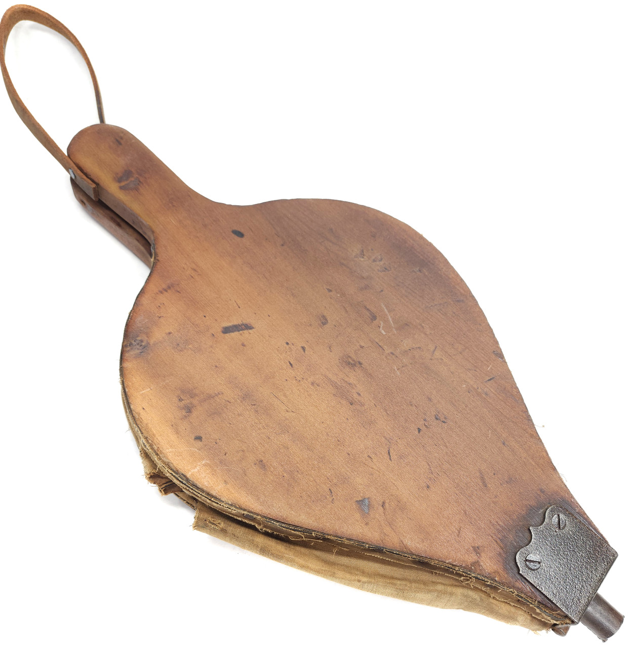 Antique Primitive Wood & Canvas Fireplace Bellows Blower Shabby ...