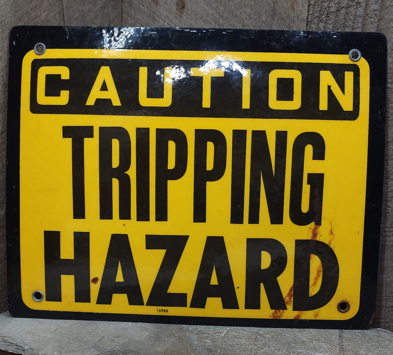 Vintage Caution Tripping Hazard Double Sided Fiber Warning Sign ...