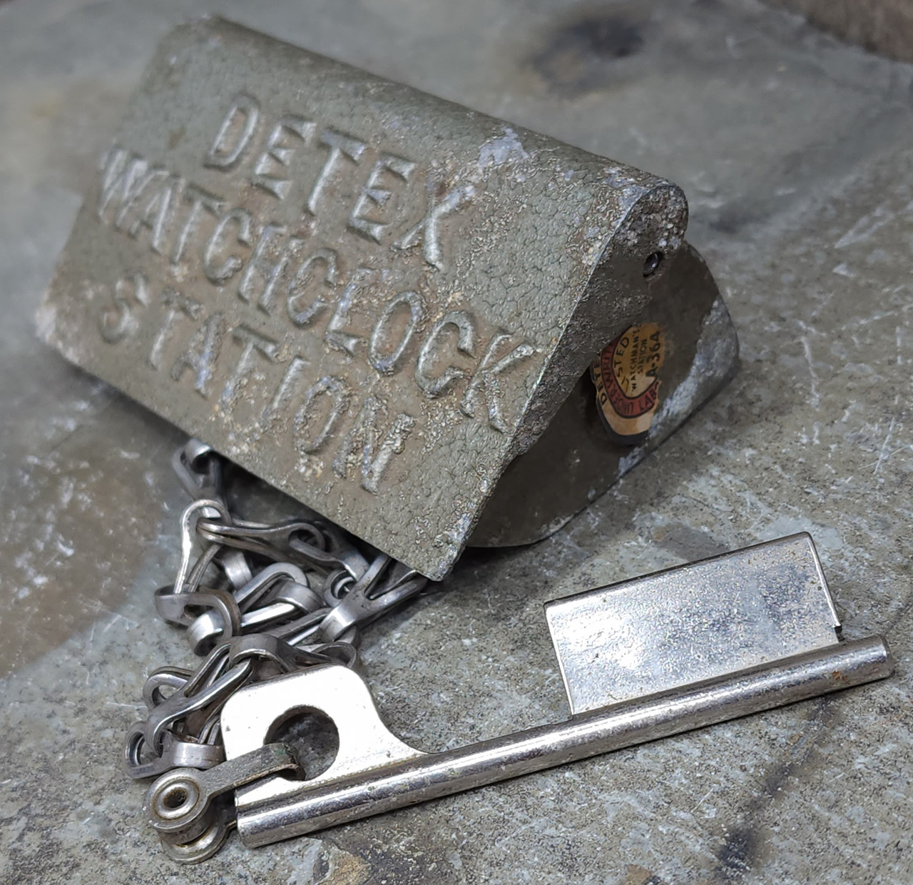 Vintage Detex Watchclock Station Time Clock Key & Box Aluminum Factory ...