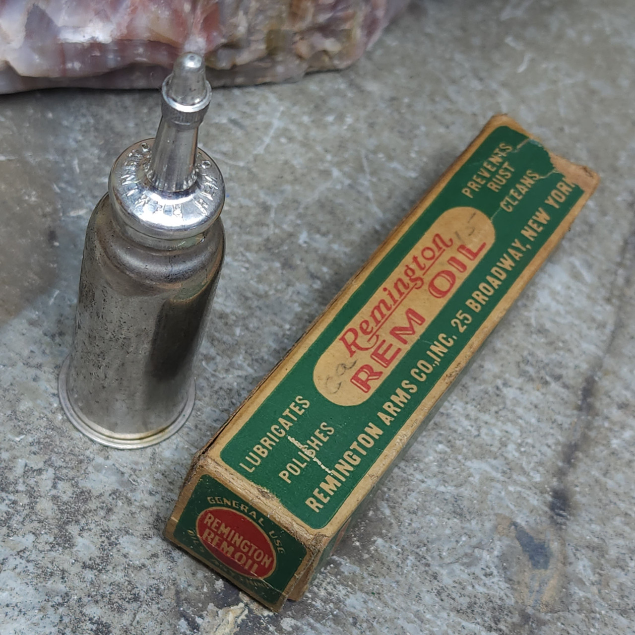 Vintage Rem Oil Handy Oiler Remington Gun Oil Can w/ Cap & Original Box ...