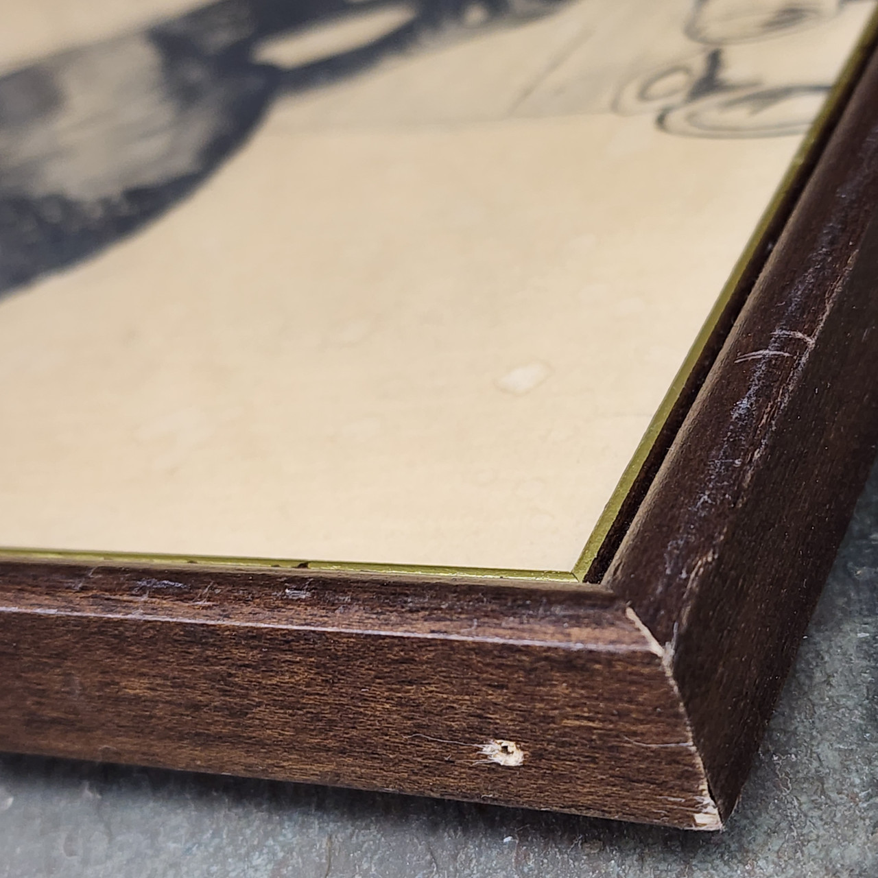 Vintage Signed Joe Broderick Black Americana Ink Drawing Boy Sleeping ...