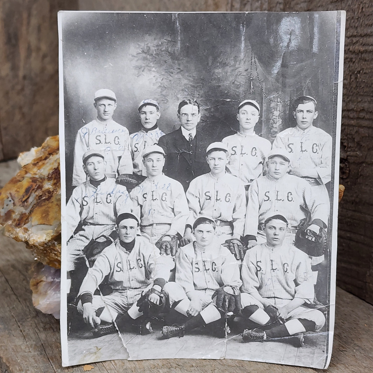 Antique 1920's S.L.C. Baseball Team Photo Identified Team Members ...