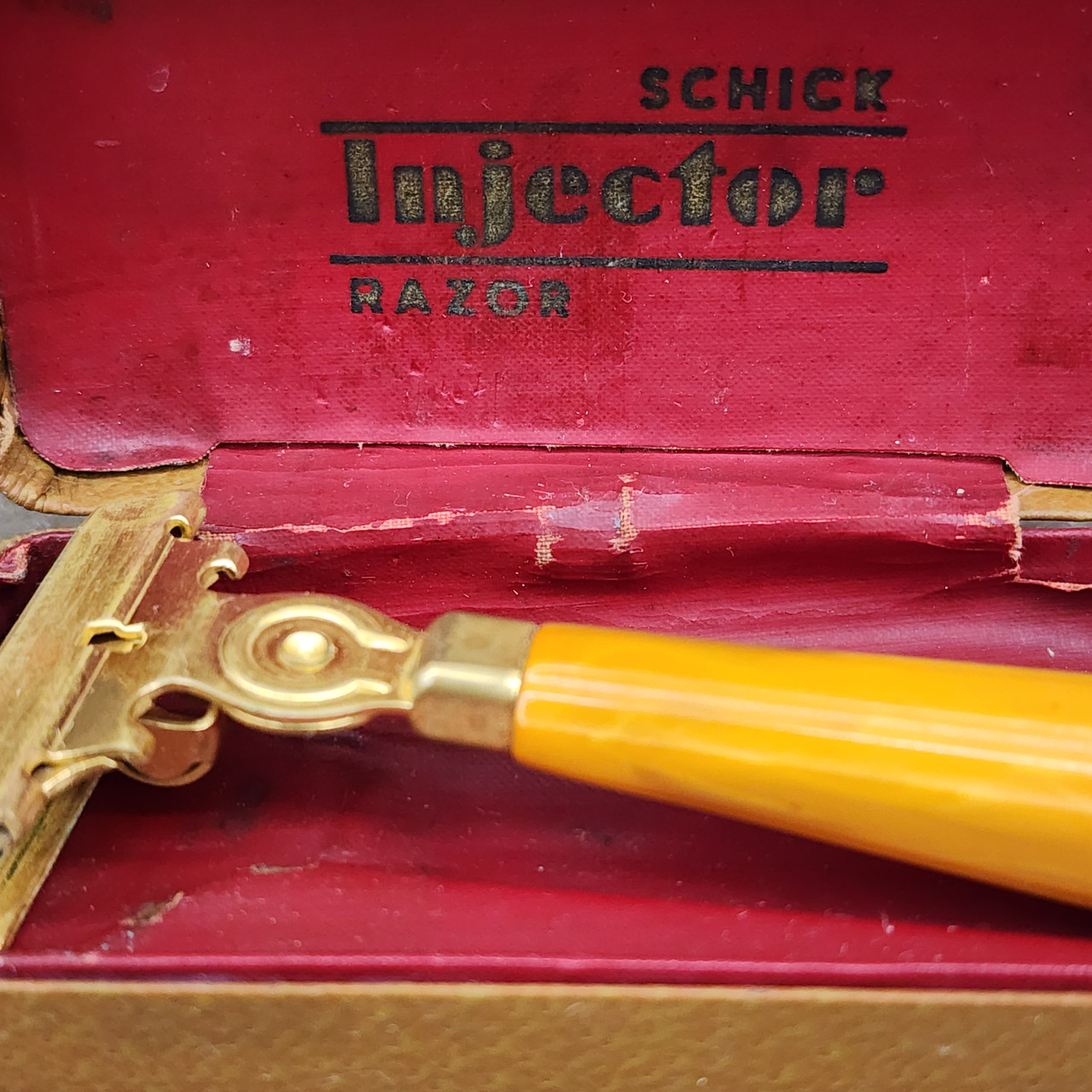 Vintage Schick Injector Safety Razor Butterscotch Bakelite Handle ...