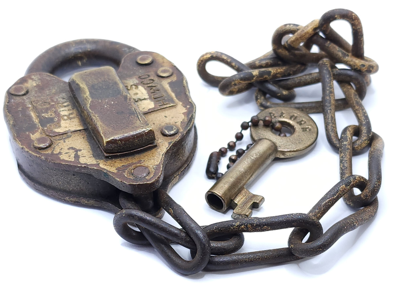 Antique Brass B&O Railroad Lock with Marked Key F.S. Hardware Padlock ...