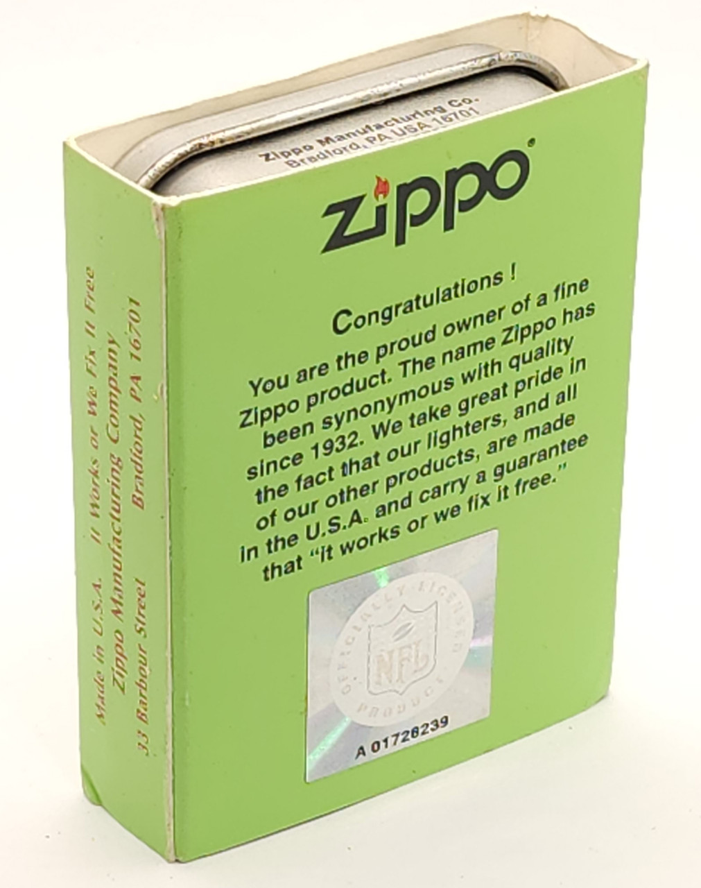 1996 Vintage Unfired Zippo Cigarette Lighter Green Bay Packers NFL Logo ...