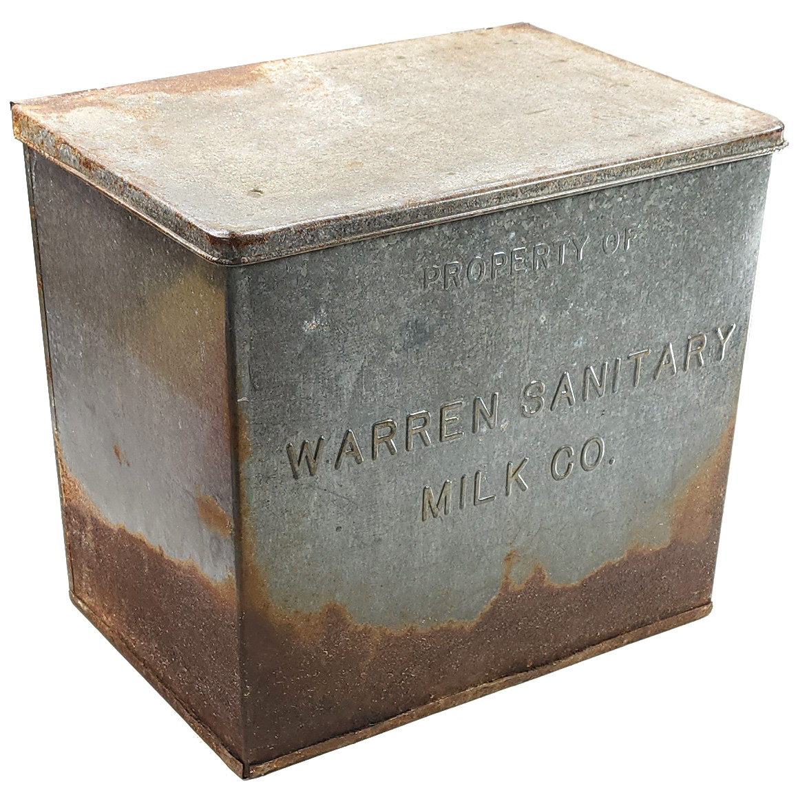 Vintage Warren Sanitary Milk Company Tin Metal Milk Bottle Porch Cooler ...