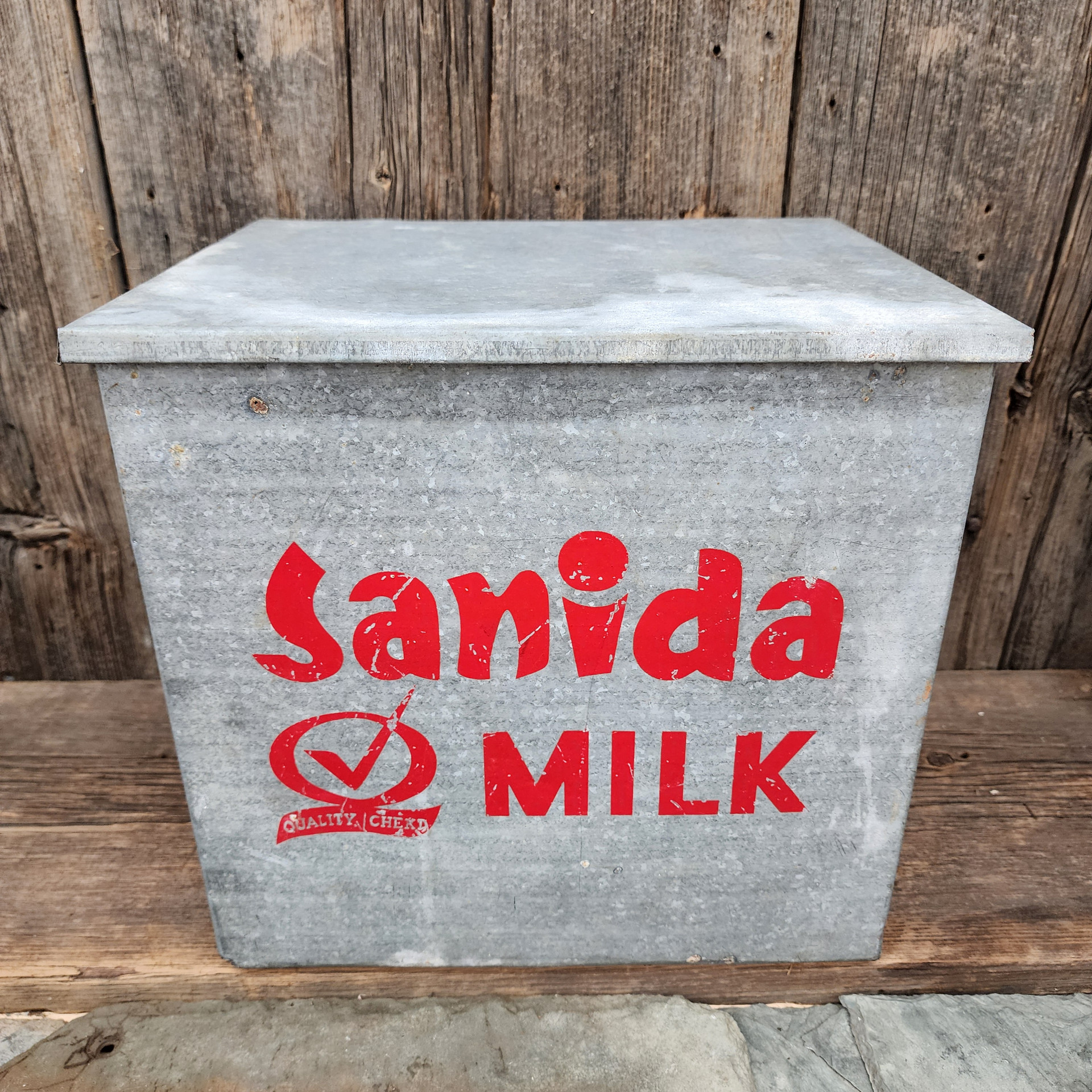 Vintage Galvanized Sanida Milk Milkman Porch Cooler Delivery Box Erie ...