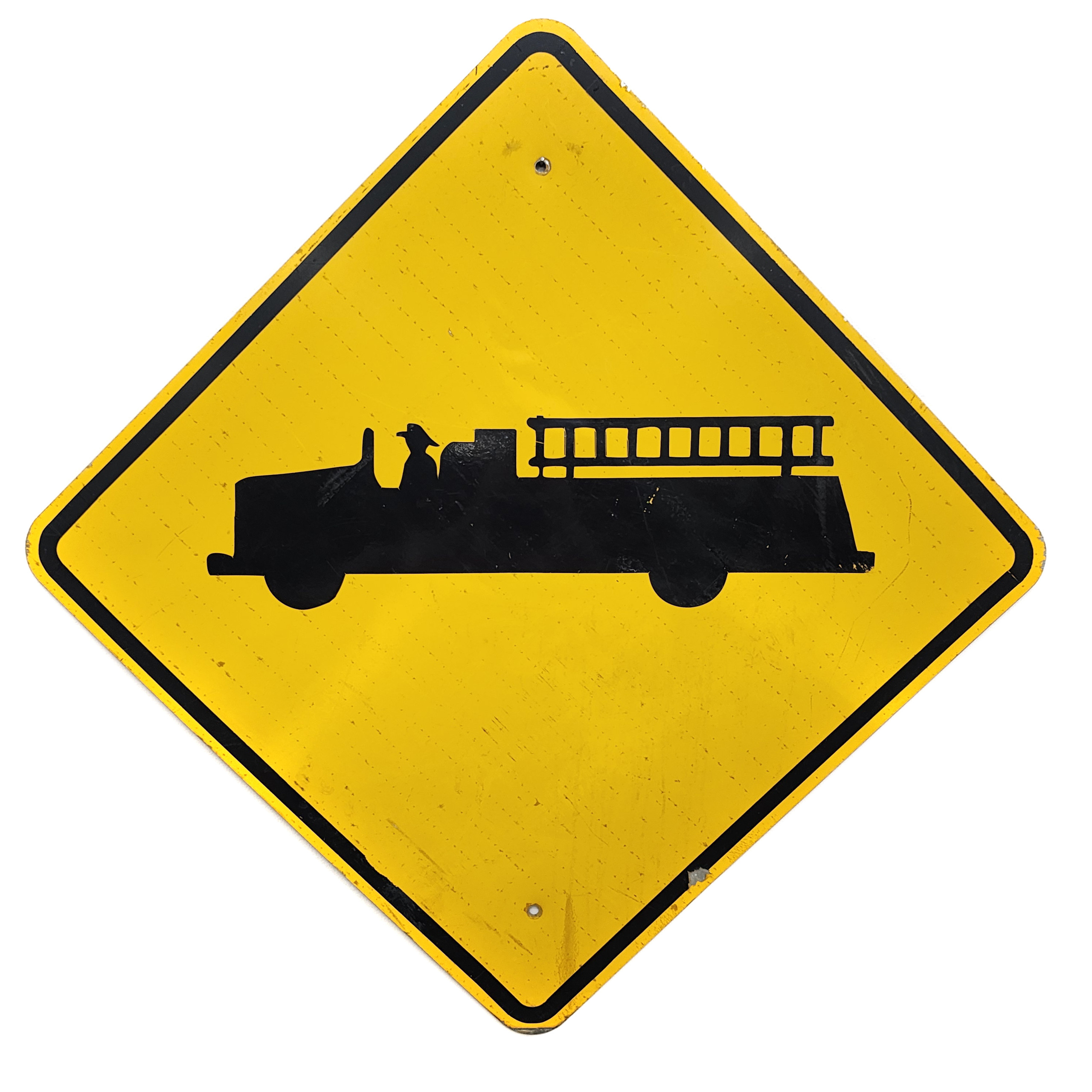 Vintage Obsolete Retired Firetruck Crossing Road Traffic Street Sign ...