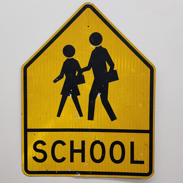 Vintage Obsolete Retired Firetruck Crossing Road Traffic Street Sign ...