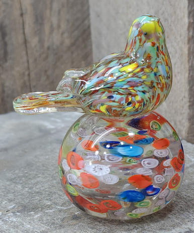 Vintage Bird on Ball Shaped Handblown Art Glass Paperweight Mid-Century ...