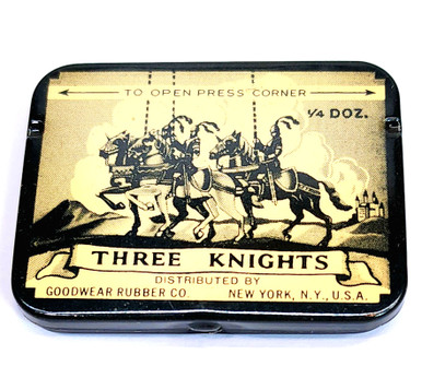 Vintage Goodwear Rubber Co.Three Knights Prophylactic Advertising Tin ...
