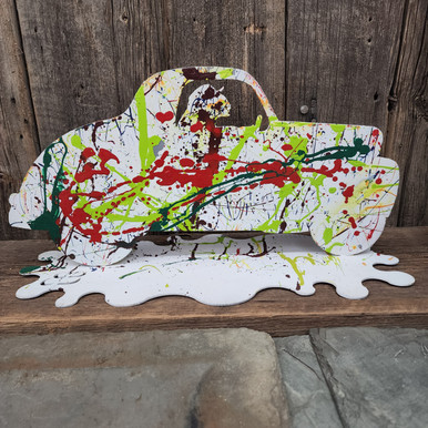 Handmade Metal Splatter Painted Rat Rod Hotrod Car Sculpture Steel Folk ...