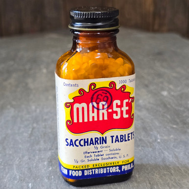 NOS Vintage Full Mar-Se' Saccharin Tablets Glass Sweetener Pill Tablet ...