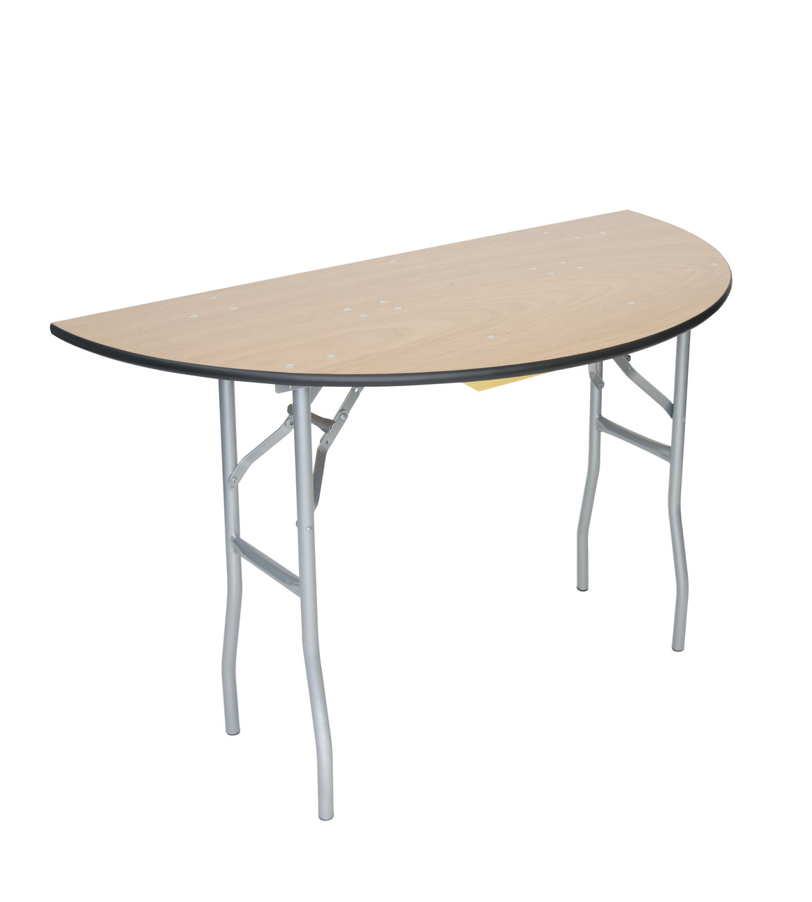 Luan 60" (5 ft) Half-Round Wood Folding Table, Vinyl Edging, Bolt-Thru ...
