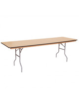 European Birch 30"W x 96"L (8FT) Rectangular Wood Banquet Folding Table ...