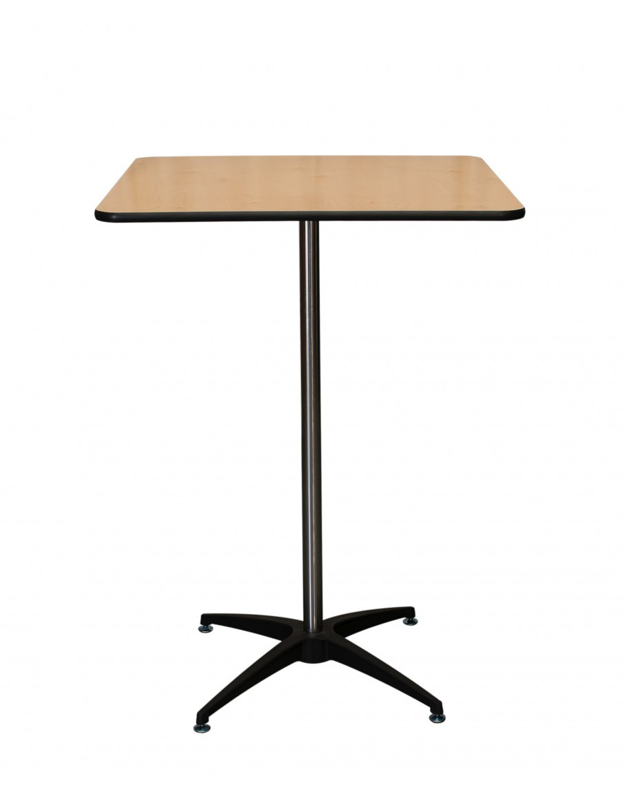 European Birch 36" Square Wood High Top Cocktail Table with Self ...