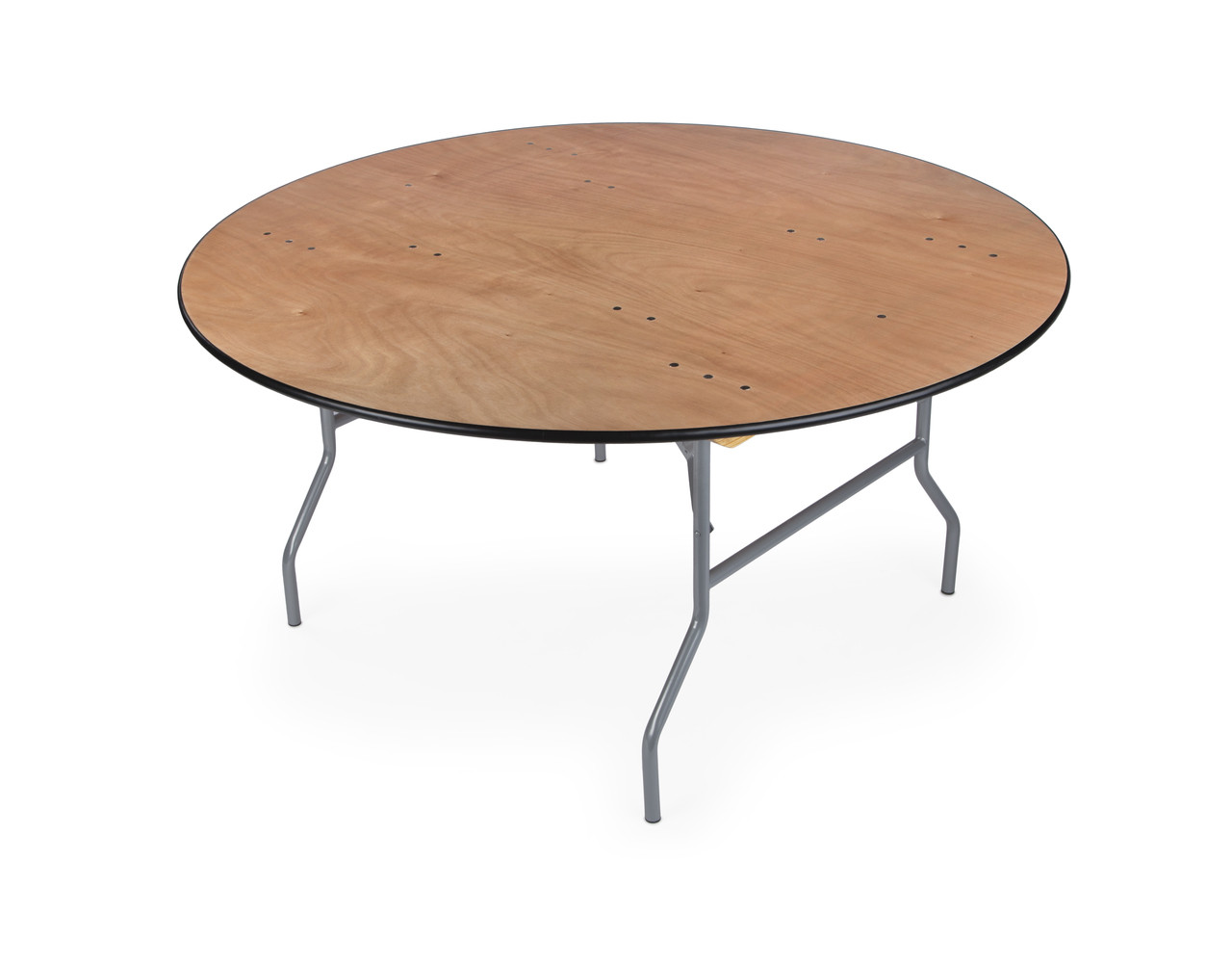 Luan 72" (6 ft) Round Wood Folding Table, Vinyl Edging, Bolt-Thru Top ...
