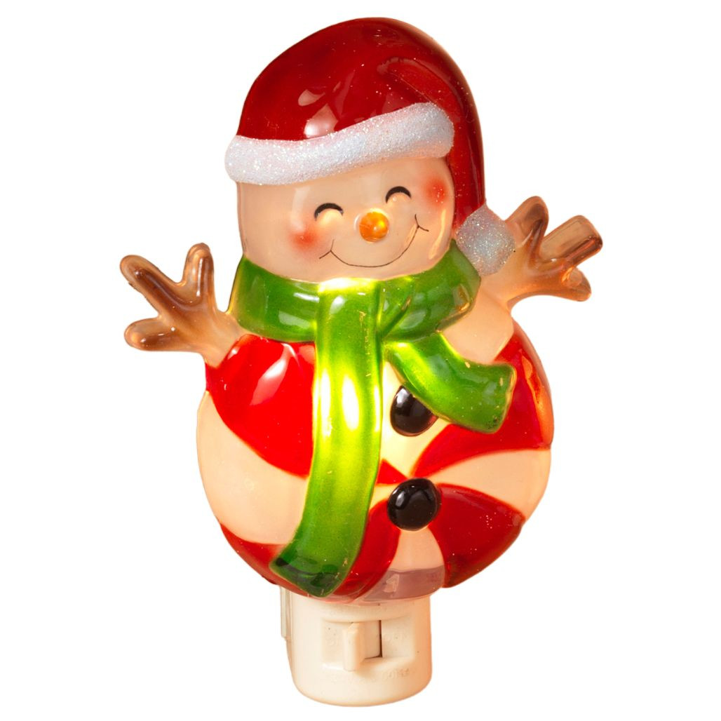 Peppermint Snowman Night Light - The Christmas Loft