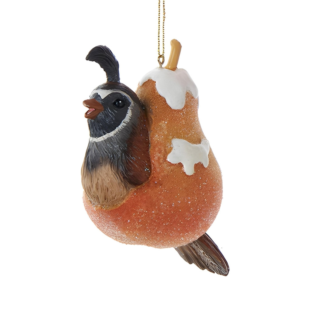 Sugar Frosted Partridge Pear Ornament 4" - Kurt Adler E0911